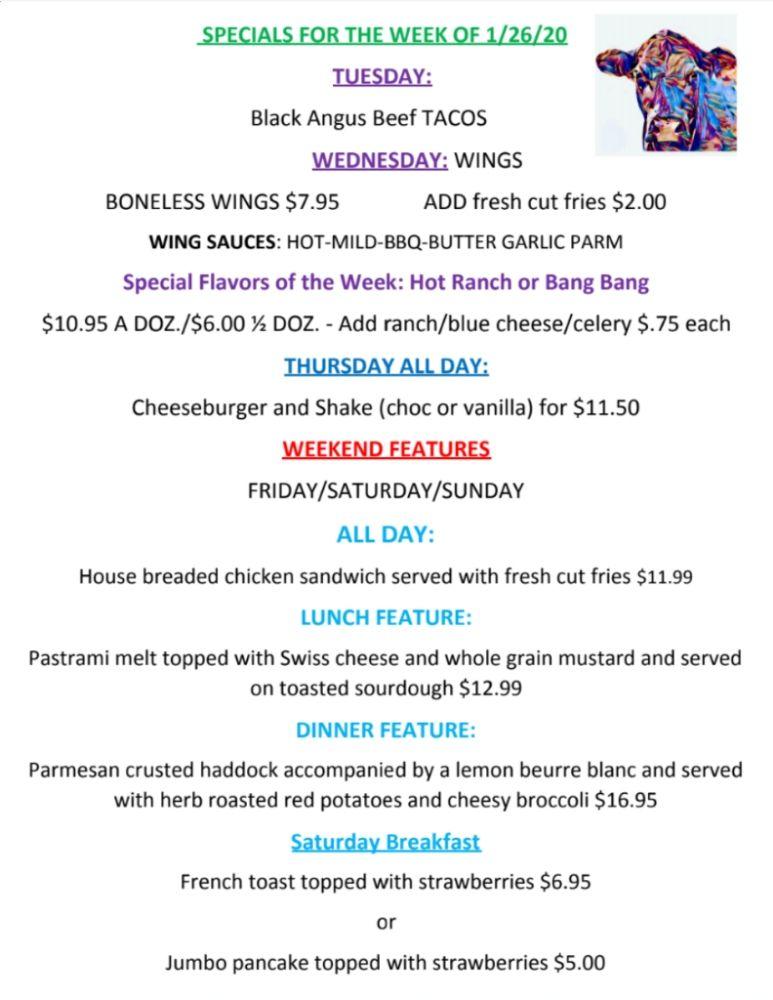 Menu at Angus Inn pub & bar, Hughesville, US-220