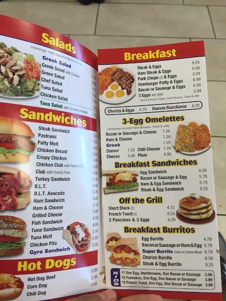 Menu at Duke's restaurant, La Puente