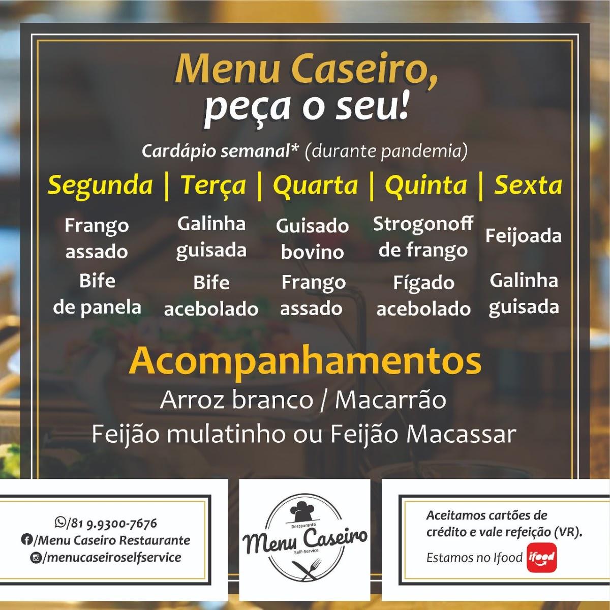 Menu em Restaurante Menu Caseiro, Jaboatão dos Guararapes