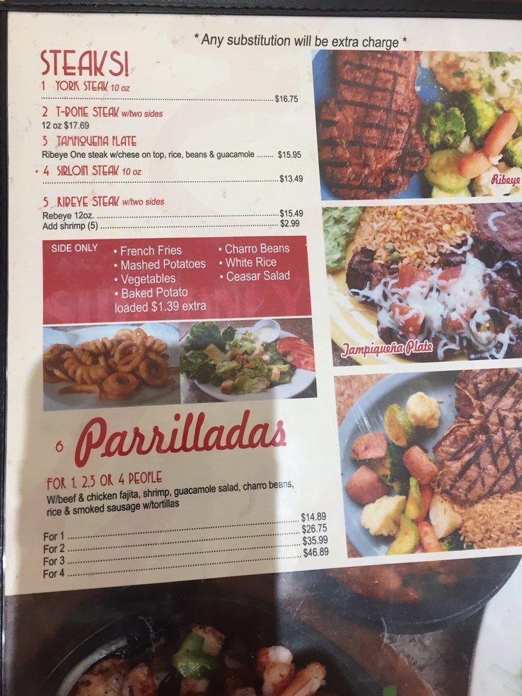 Menu at El Charro restaurant, Cotulla