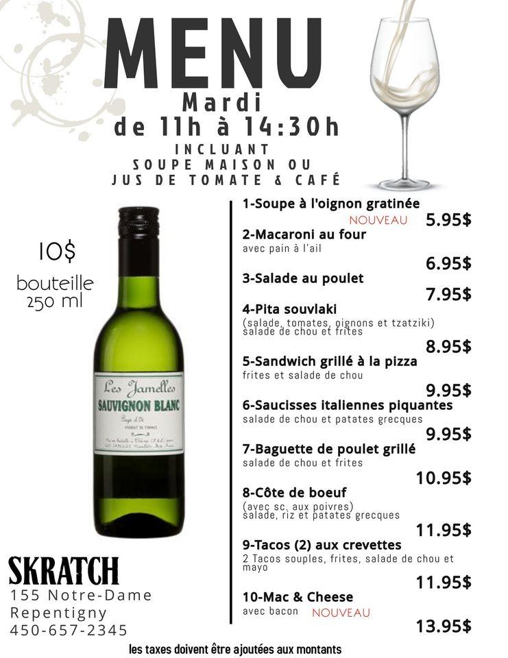 Menu at Le Skratch pub & bar, Repentigny