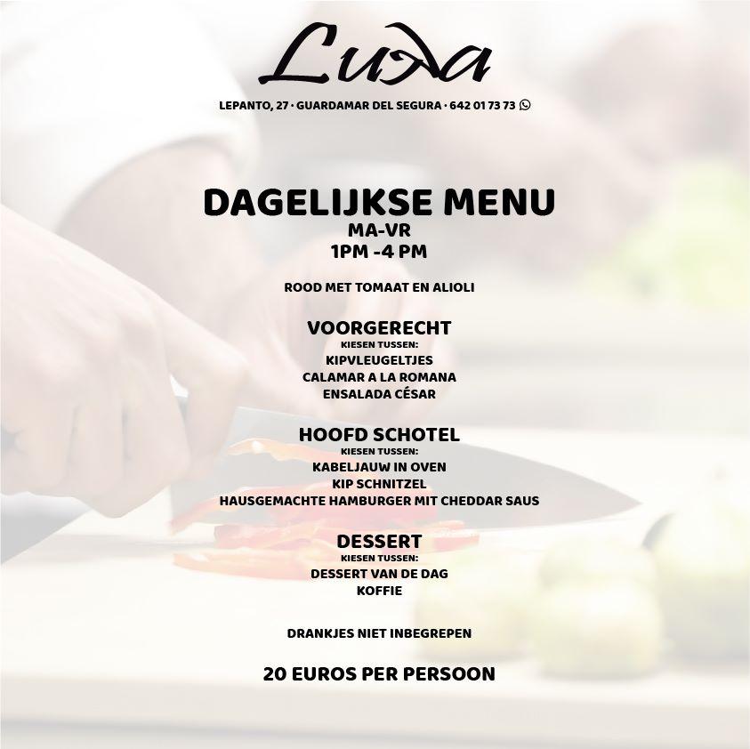 Menu at Restaurante Luka, Guardamar del Segura