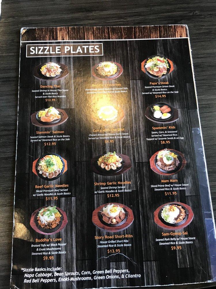 Menu at Sizzle Spot restaurant, San Jose