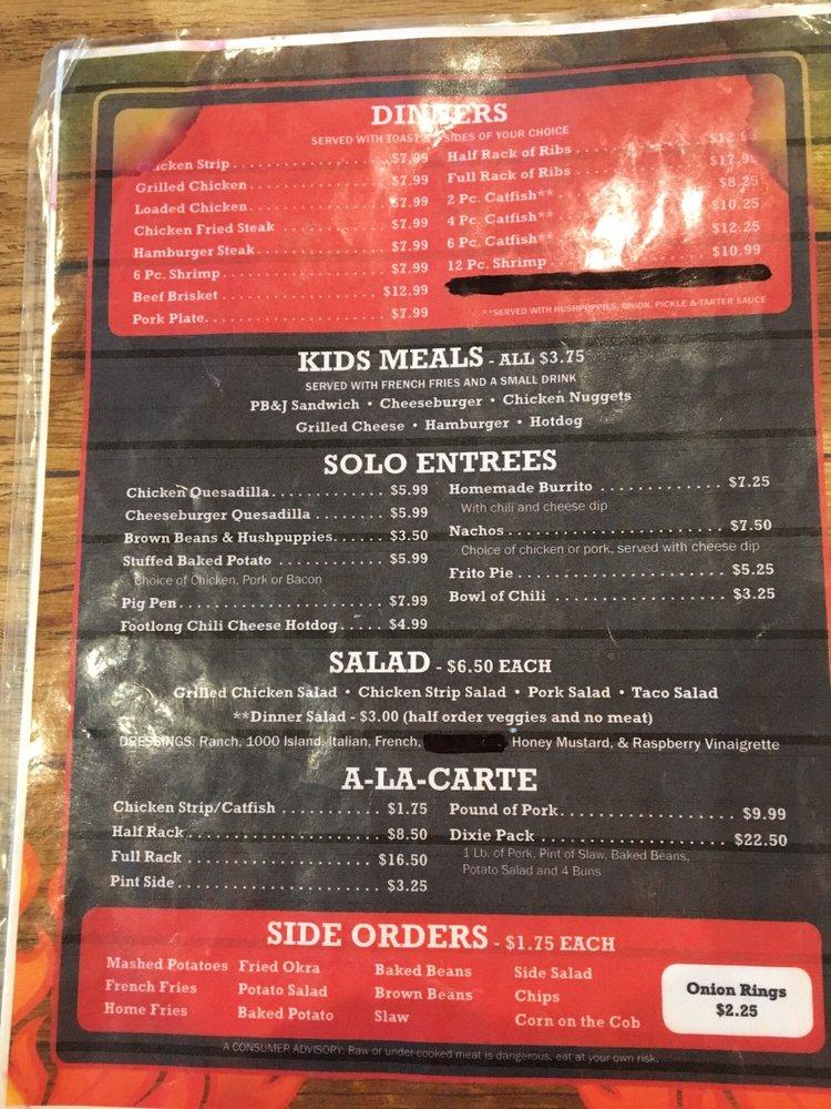 Menu at Southern Girls BBQ, Pangburn, 508 Searcy