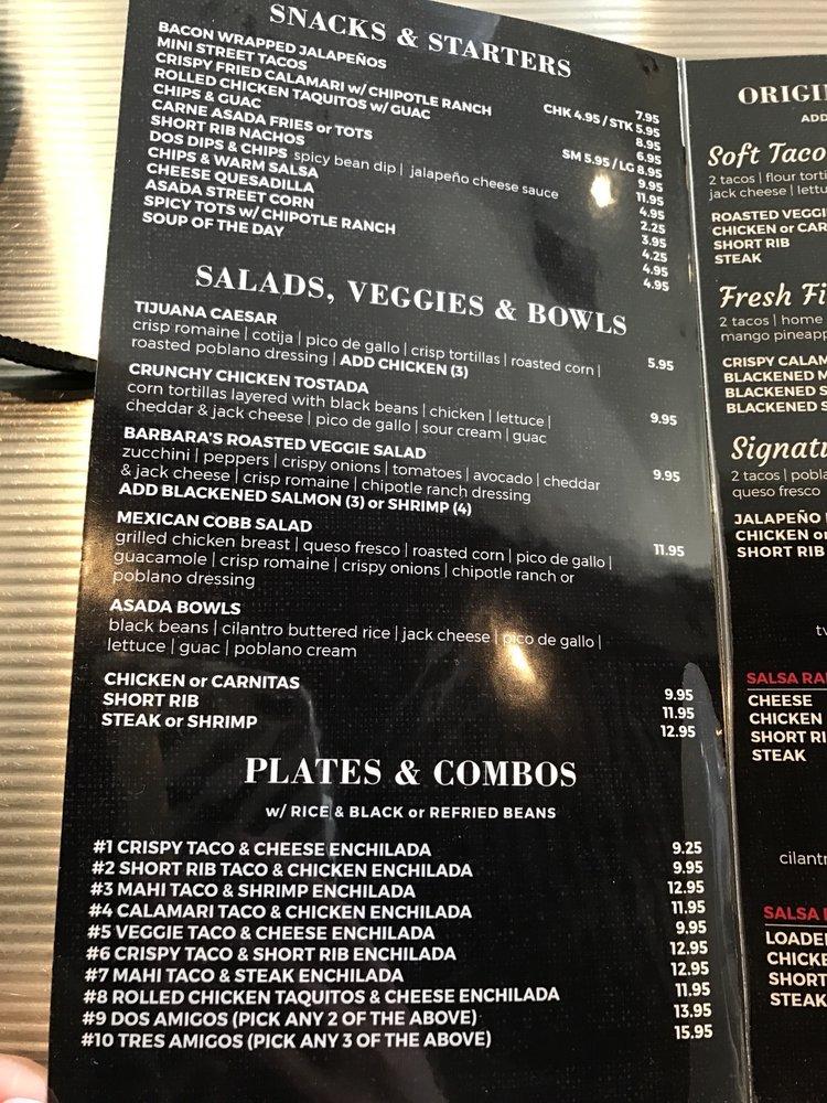Menu at Asada Tacos + Beer pub & bar, Laguna Beach, 610 N Coast Hwy #108
