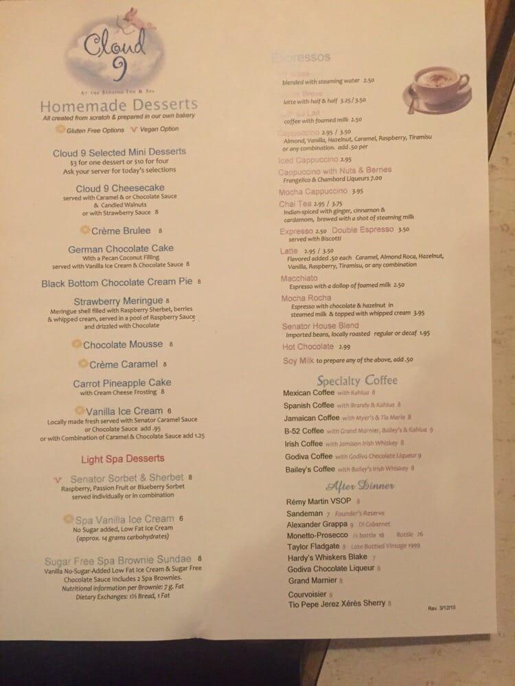 Menu at Cloud 9 Restaurant, Augusta