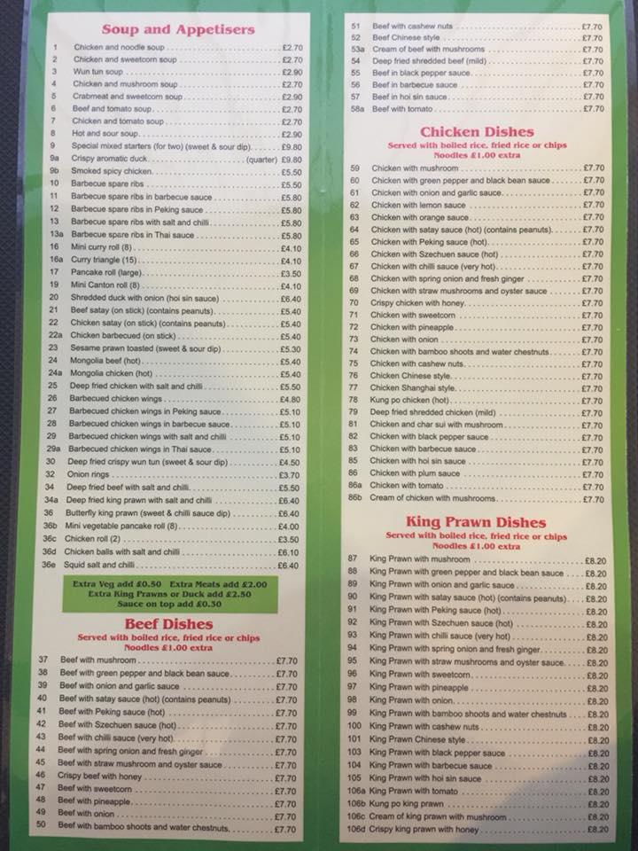 Menu at Eighty Eight fast food, Thurso