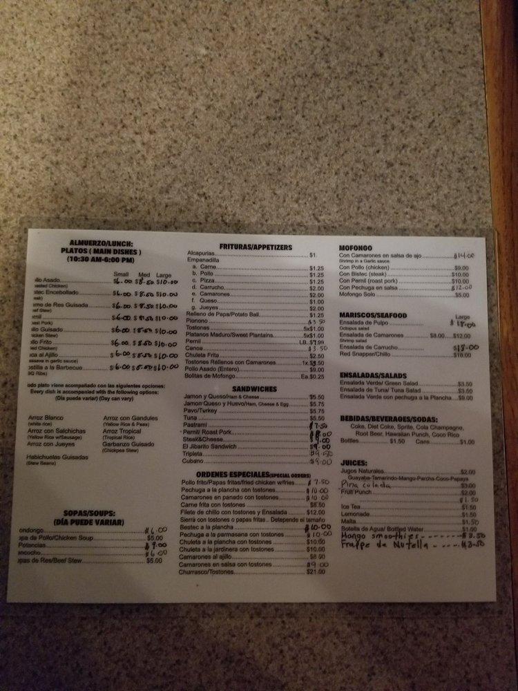Menu at El Rincon Boricua Restaurant, Holyoke