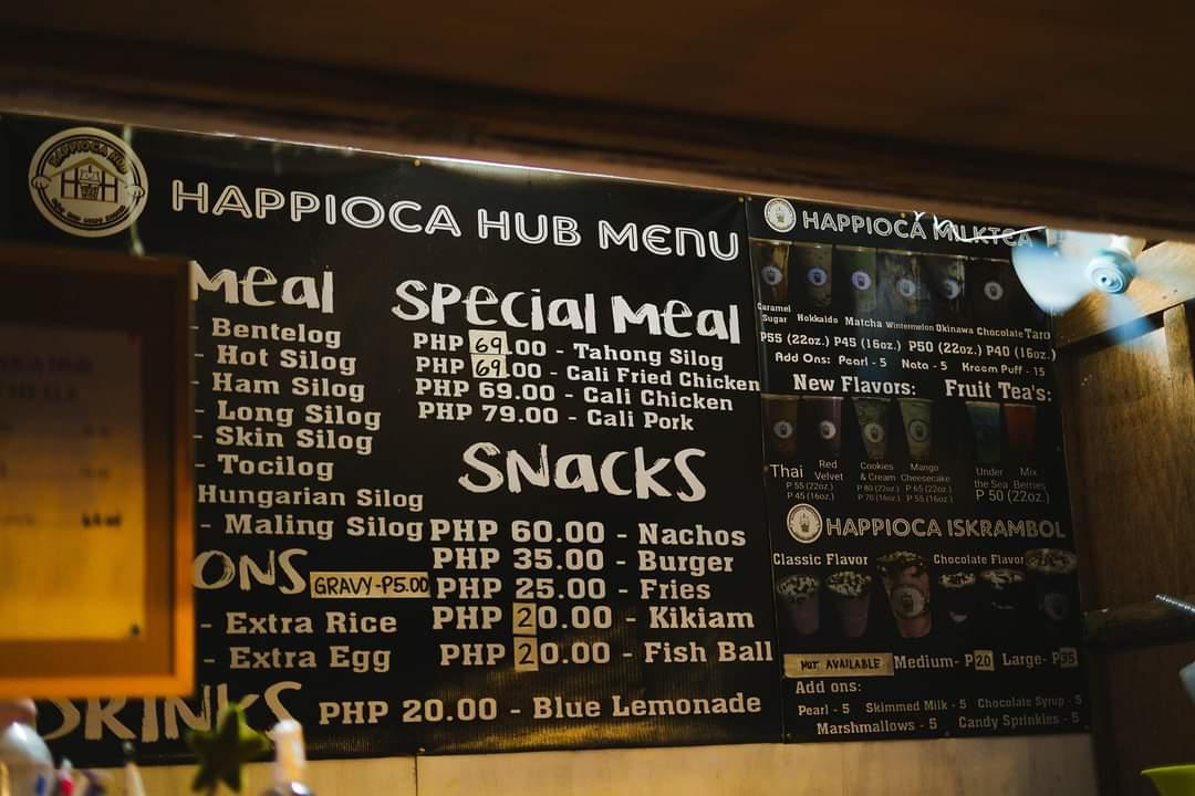 Menu at Happioca Hub restaurant, Lucena