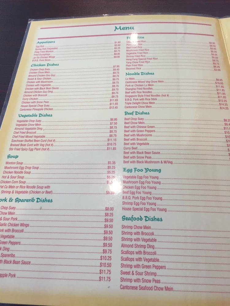 Menu at Heng Fung Restaurant, Dartmouth