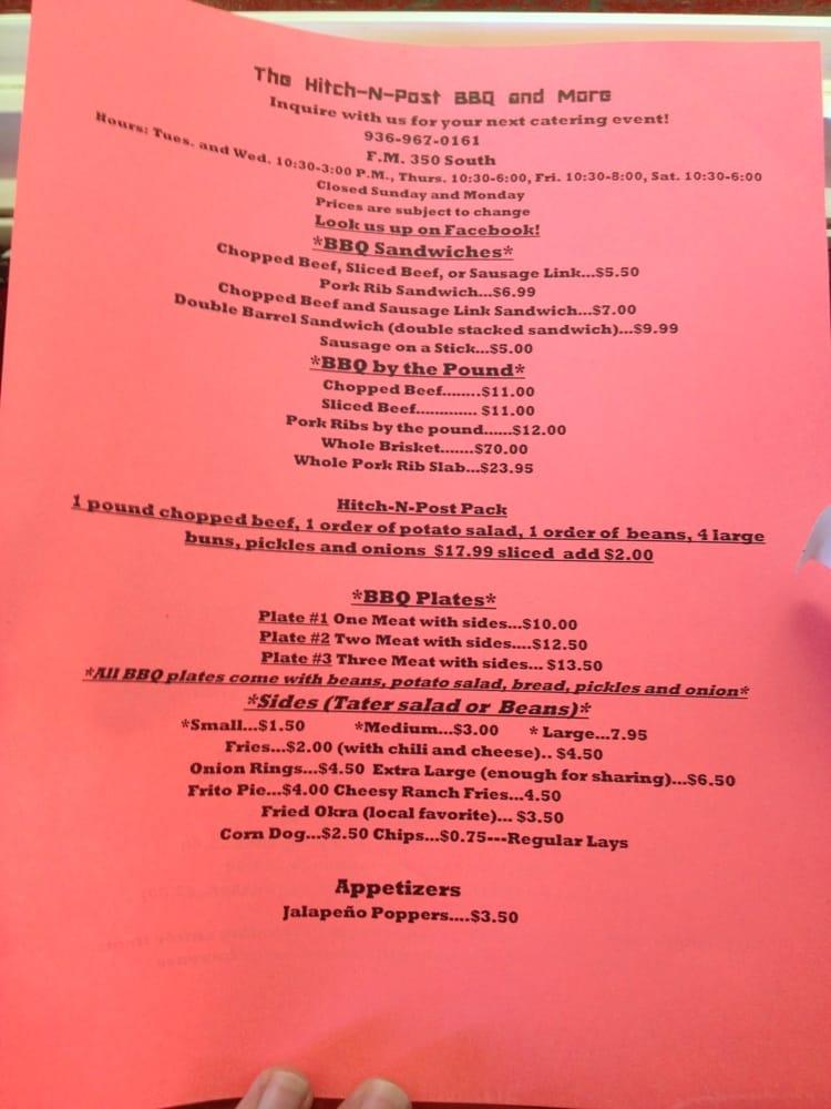 Menu at Hitch N Post Cafe, Livingston