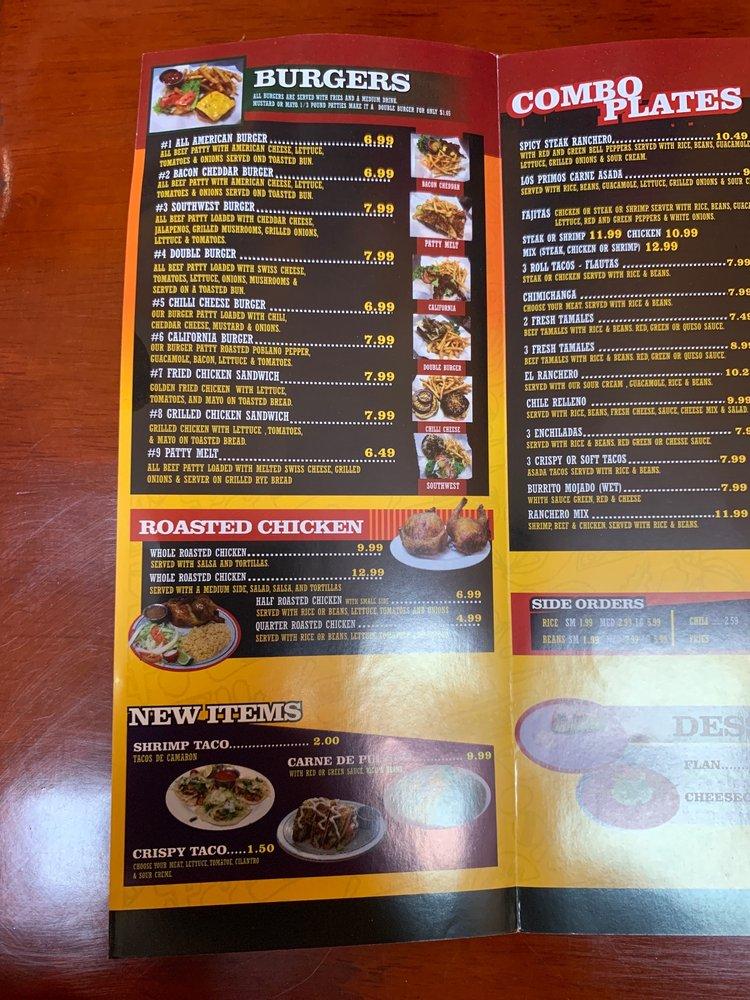 Menu at Los Primos restaurant, Tulsa, N Sheridan Rd