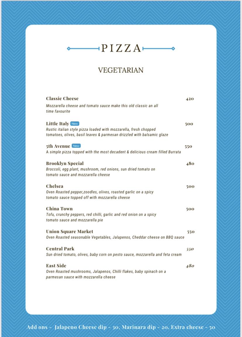 Menu at Nolita, Chennai, Platinum Building