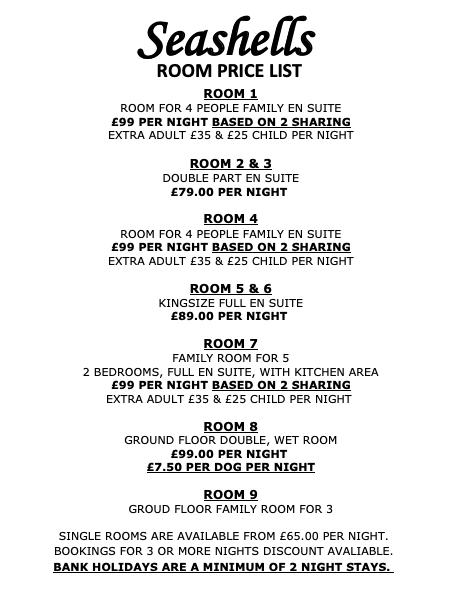 Menu at Seashells pub & bar, Sutton on Sea