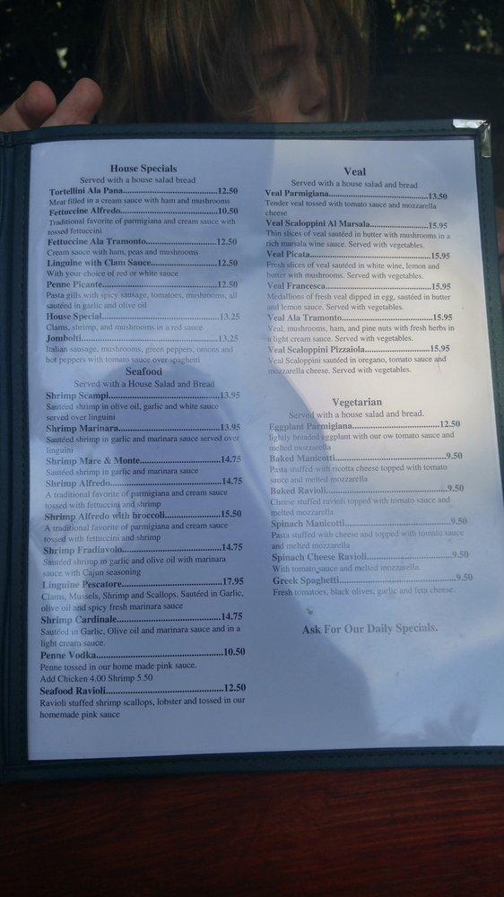Menu at Tramonto Ristorante pizzeria, Petersburg