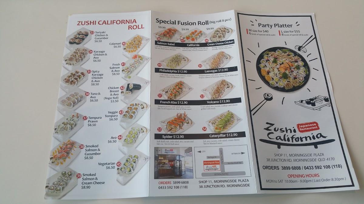 Menu at Zushi California fast food, Morningside