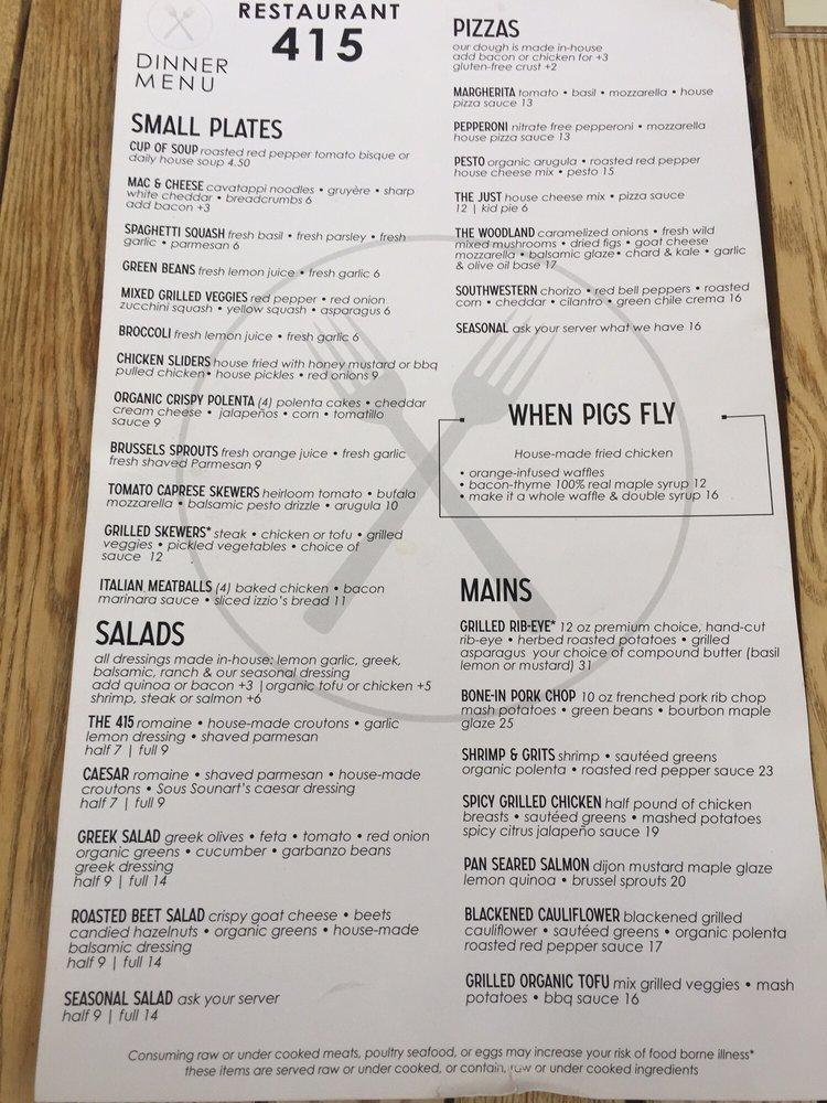 Menu at 415 pub & bar, Fort Collins