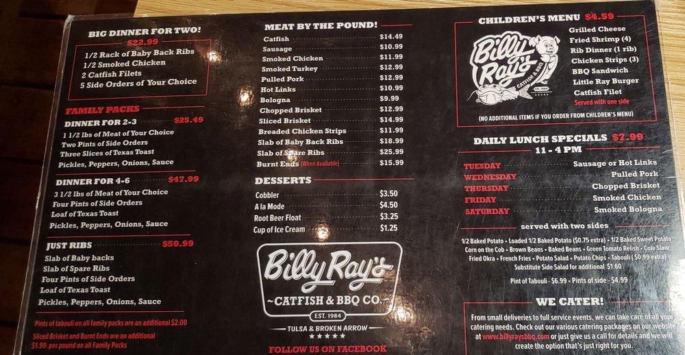 Menu at Billy Ray's Catfish & BBQ - Broken Arrow, Broken Arrow
