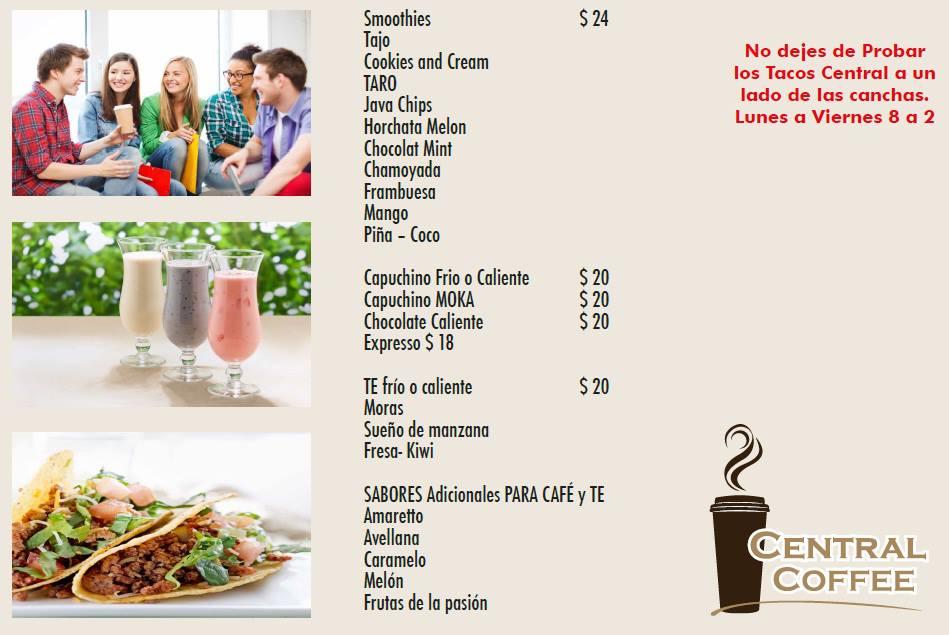 Menu at Central Coffee cafe, Mexico City, Av. Granjas 800 Col. Pueblo ...