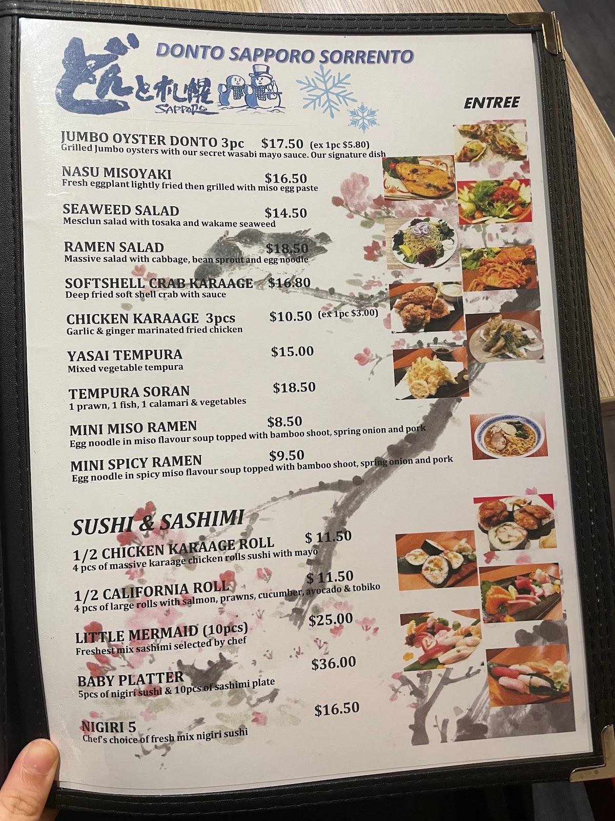 Menu at Donto Sapporo restaurant, Bundall, Shop 15-16 Sorrento Shopping ...