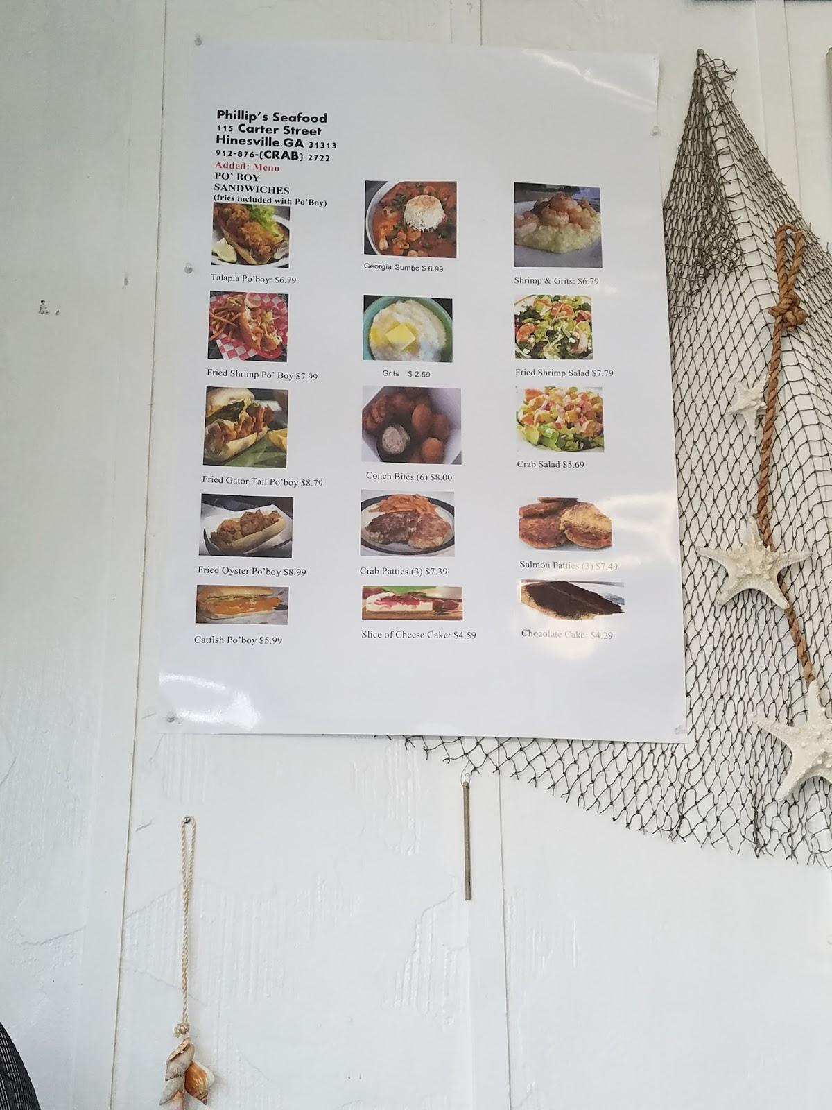 Menu at Mr. Phillips Seafood Hinesville restaurant, Hinesville