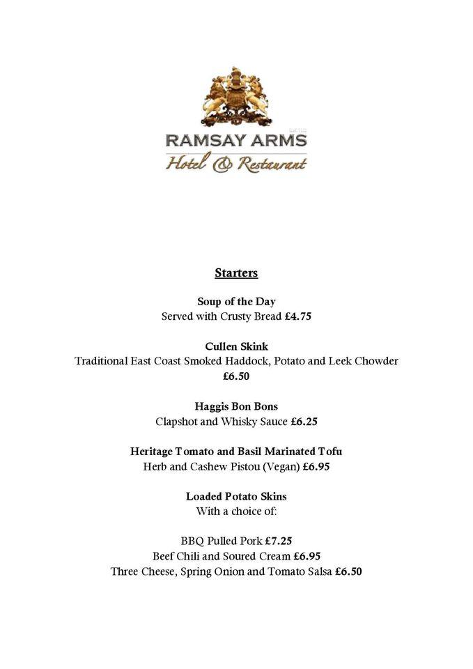 Menu at Ramsay Arms pub & bar, Fettercairn