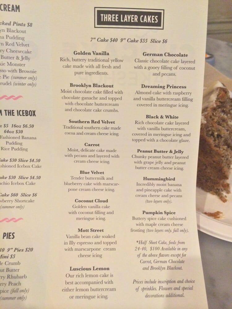 Menu at Little Cupcake Bakeshop desserts, New York City, 30 Prince St