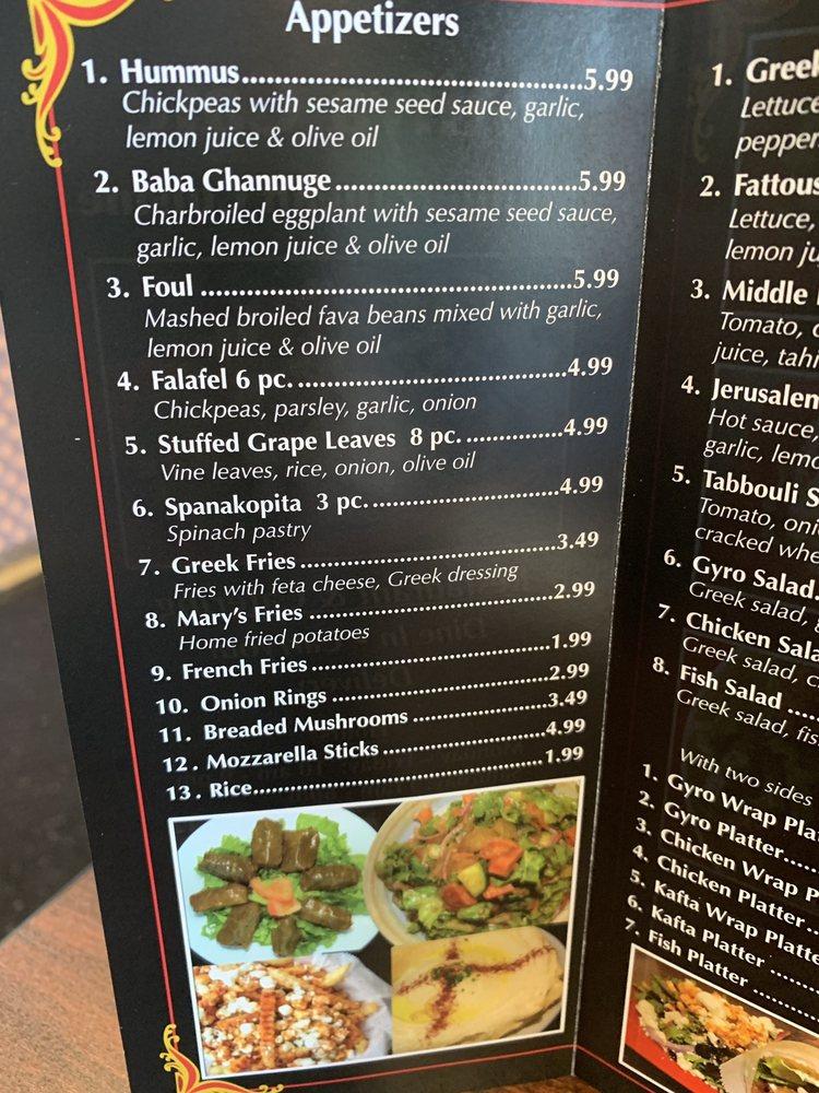 Menu at Milya Cafe, Blue Ash
