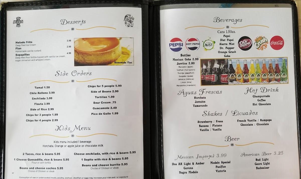 Menu at Taqueria Juquilita restaurant, Chehalis