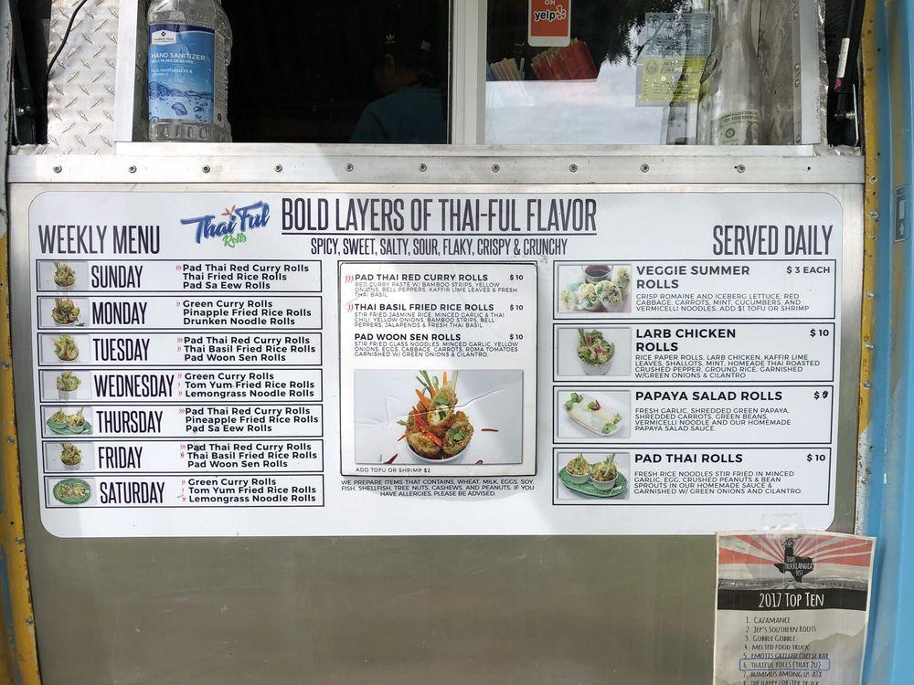 Menu at Thai 2 U Food Truck restaurant, San Marcos