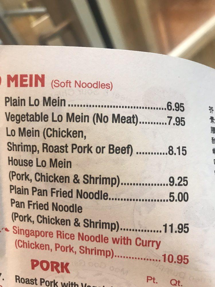 Menu at 126 Chinese restaurant, Bay Lake