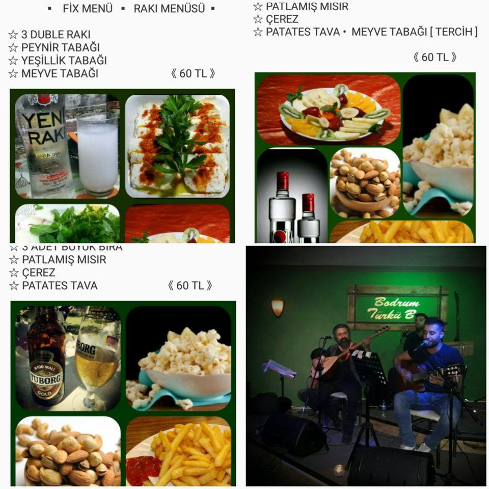 Menu at Bodrum Türkü Bar, Torba Mahallesi