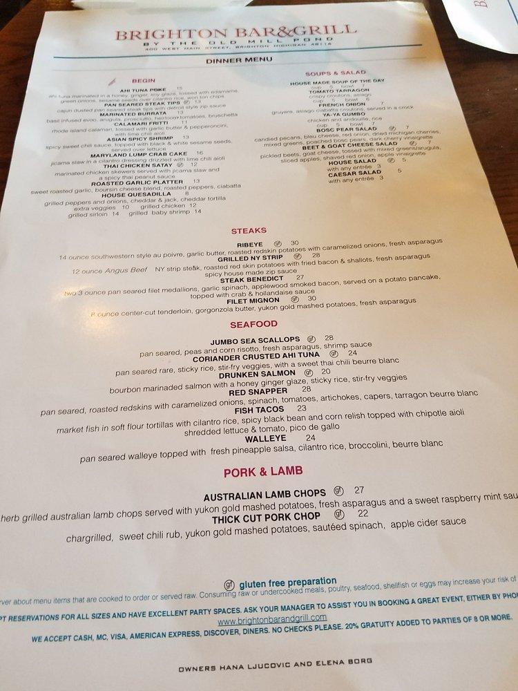 Menu at Brighton Bar & Grill, Brighton