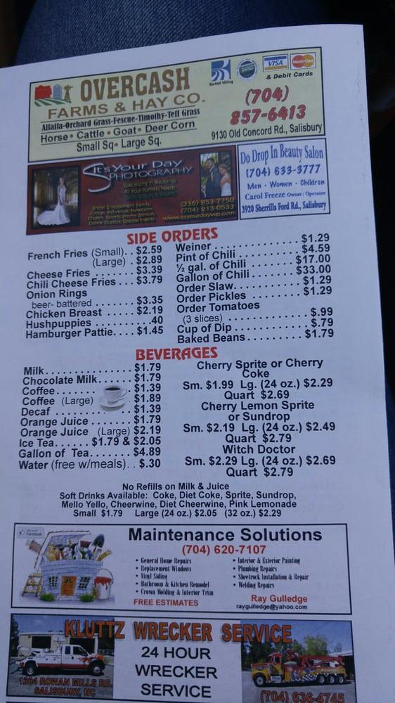 Menu at College Barbecue, Salisbury