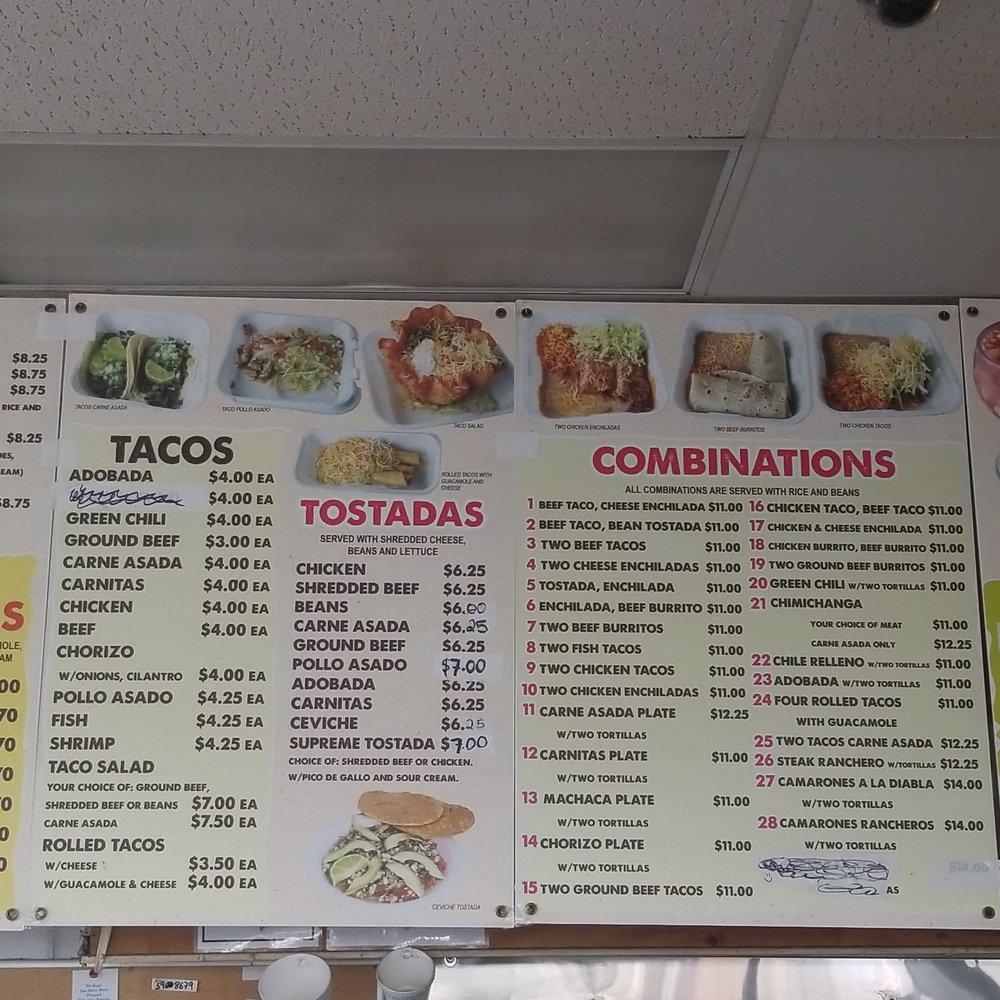 Menu at Don Gilberto Mexican Food restaurant, Montrose, S Townsend Ave ...