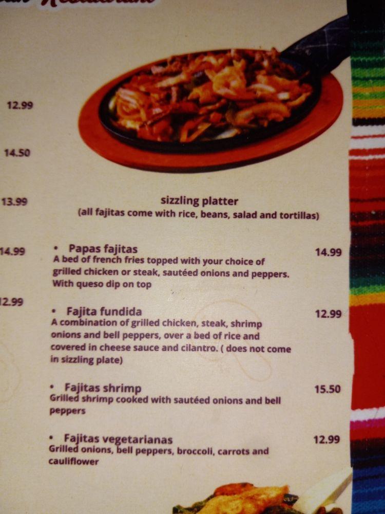 Menu at El Barril Mexican Restaurant, Edgington