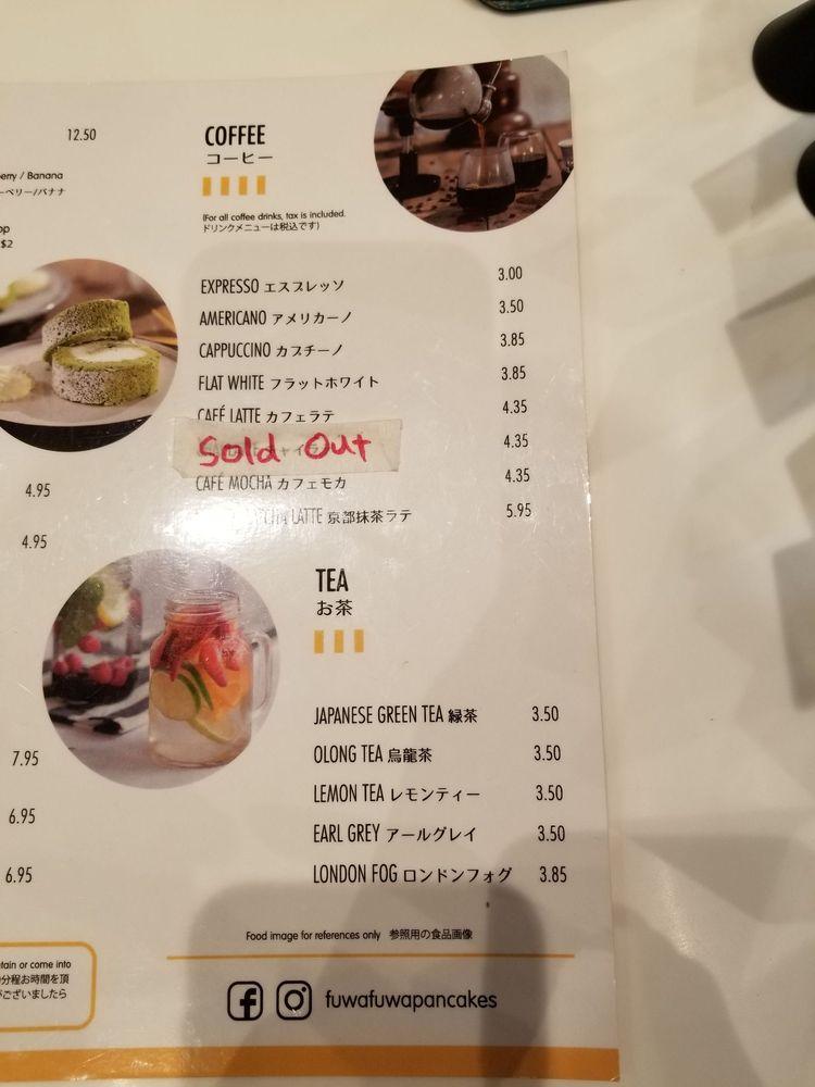 Menu at Fuwa Fuwa Dessert Cafe, Toronto, 408 Bloor St W