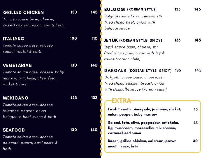 Menu at Haru restaurant, Cape Town