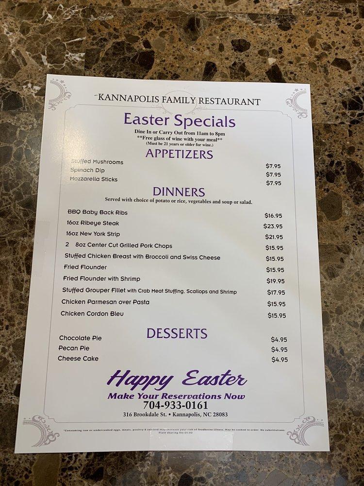 Menu at Kannapolis Family Restaurant, Kannapolis