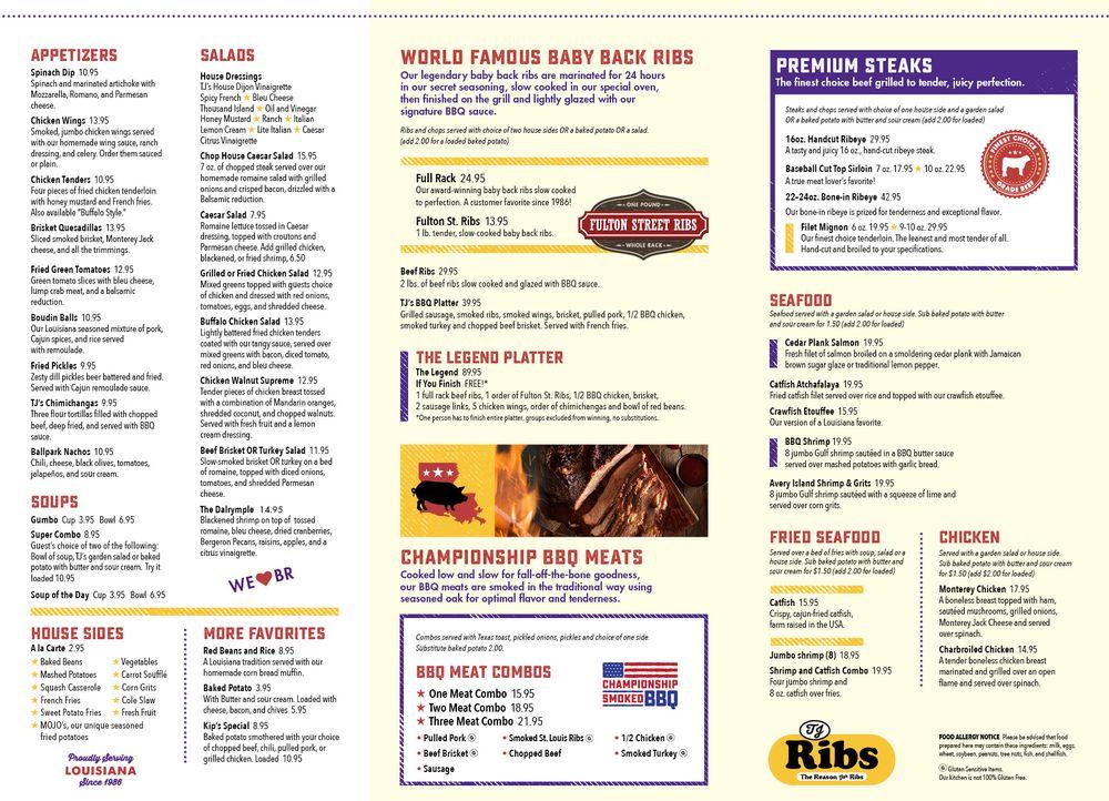 Menu at TJ Ribs - Siegen Lane BBQ, Baton Rouge, Siegen Ln