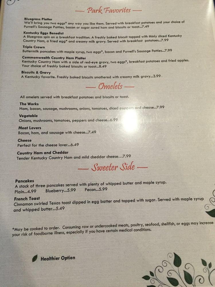 Menu at Tierney's Cavern restaurant, USA