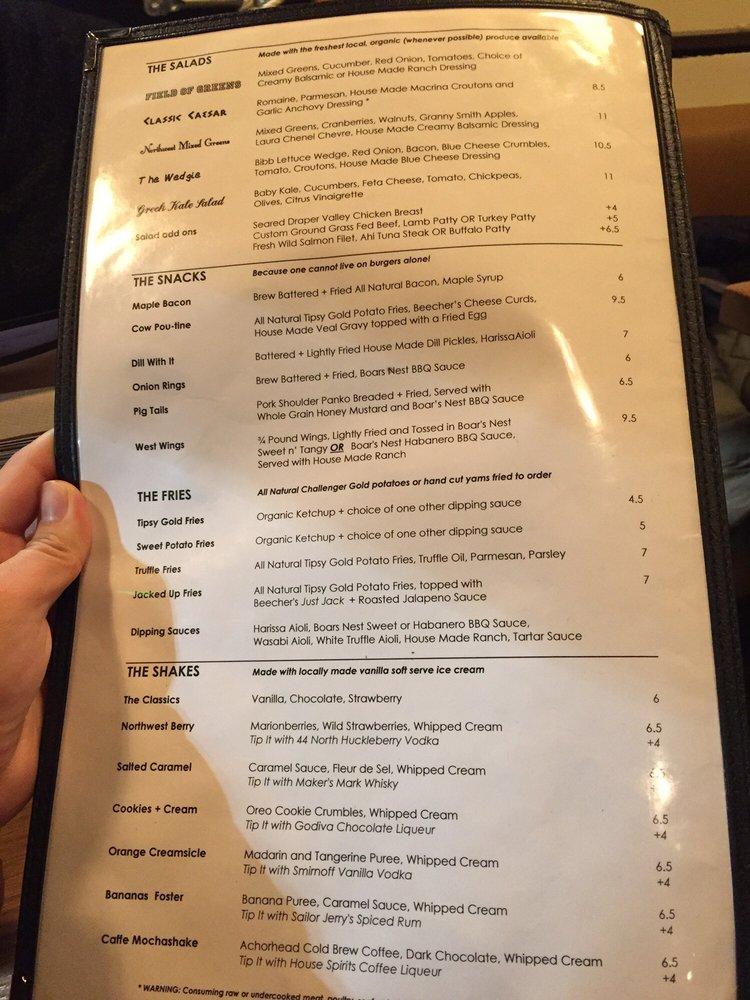 Menu at Tipsy Cow - Woodinville pub & bar, Woodinville