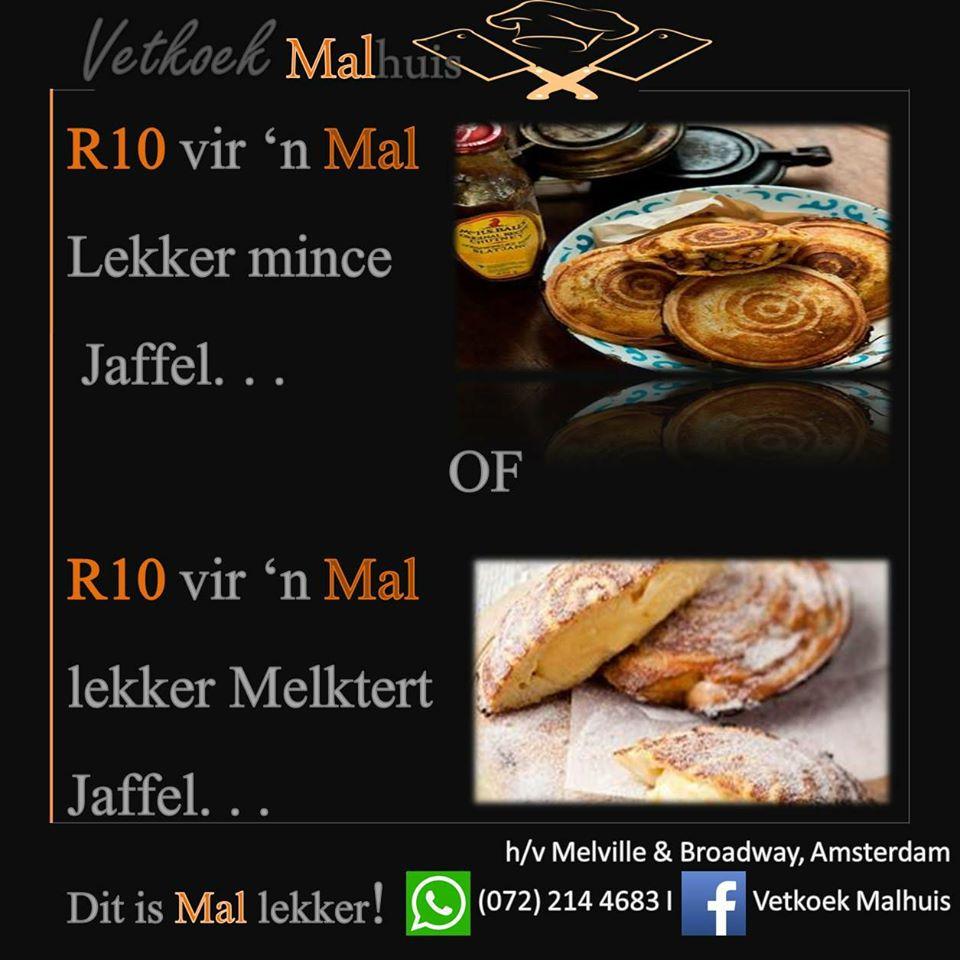 Menu at Vetkoek Malhuis restaurant, Amsterdam