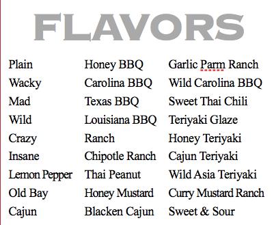 Menu at Wing World restaurant, Buford