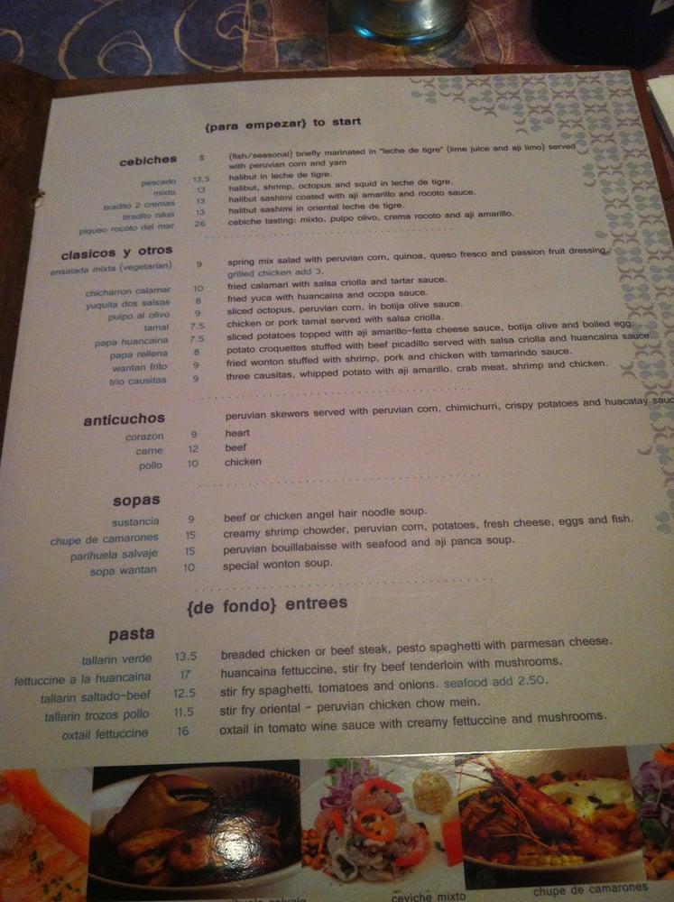 Menu at El Rocoto restaurant, Gardena, Artesia Blvd