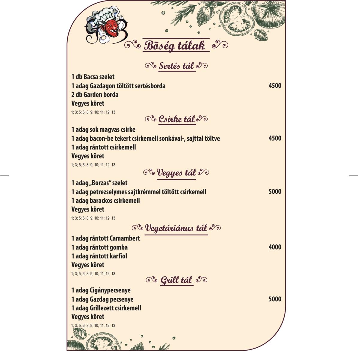 Menu at G3 Vendéglő és Pizzéria Karancsalja restaurant, Karancsalja