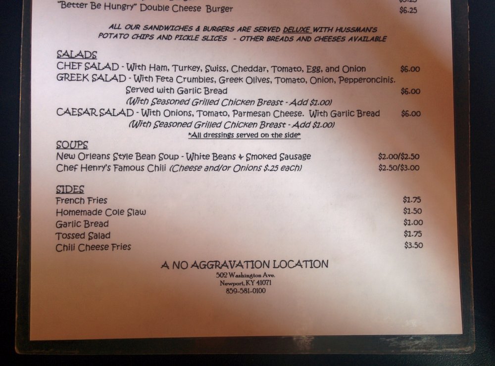 Menu at Mansion Hill Tavern pub & bar, Newport