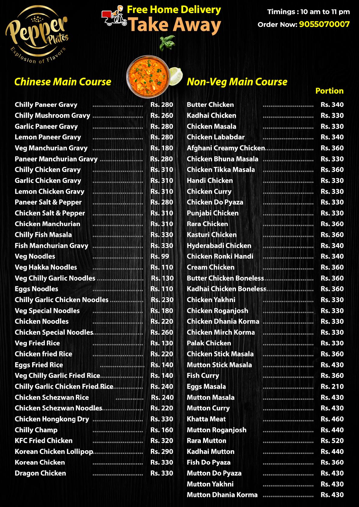 Menu at Pepper Plates - Explosion of Flavours, Jammu