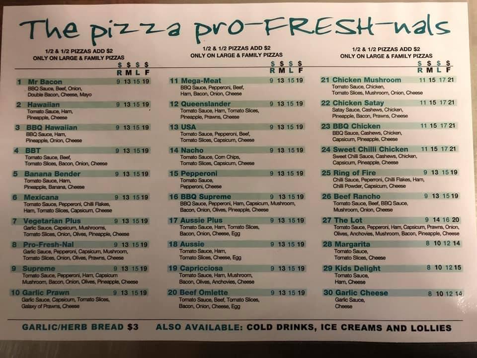 Menu at Pizza Pro-Fresh-Nals restaurant, Ararat