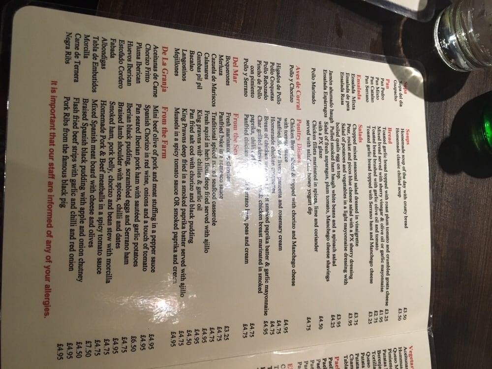 Menu at Tinto Tapas Bar, Hamilton, 19 Gateside Street